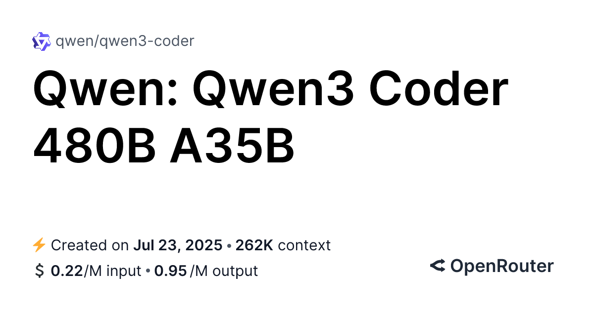 Qwen: Qwen3 Coder 480B A35B – Provider Status | OpenRouter