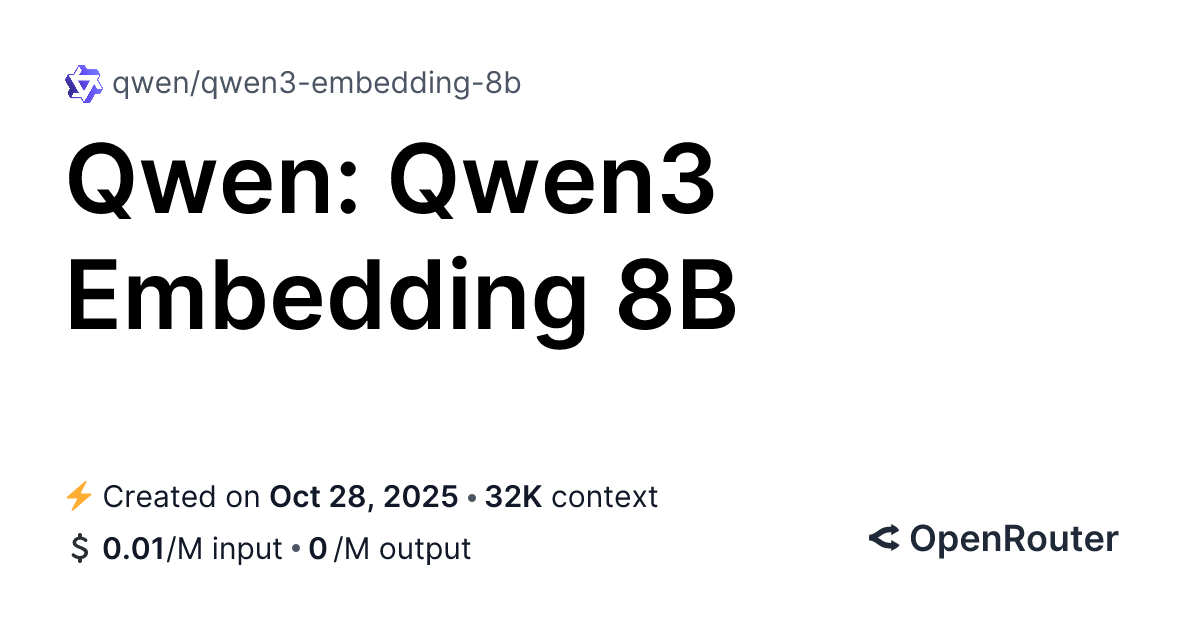 Qwen: Qwen3 Embedding 8B – Quickstart | OpenRouter