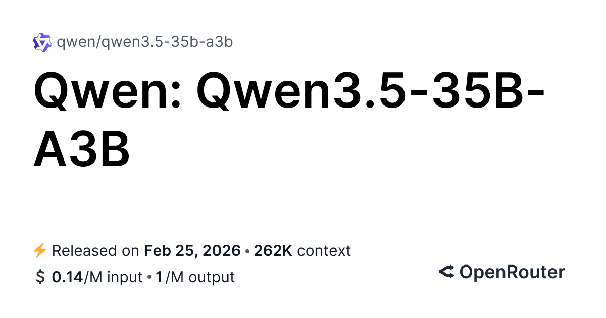 Qwen: Qwen3.5-35B-A3B – API Quickstart | OpenRouter