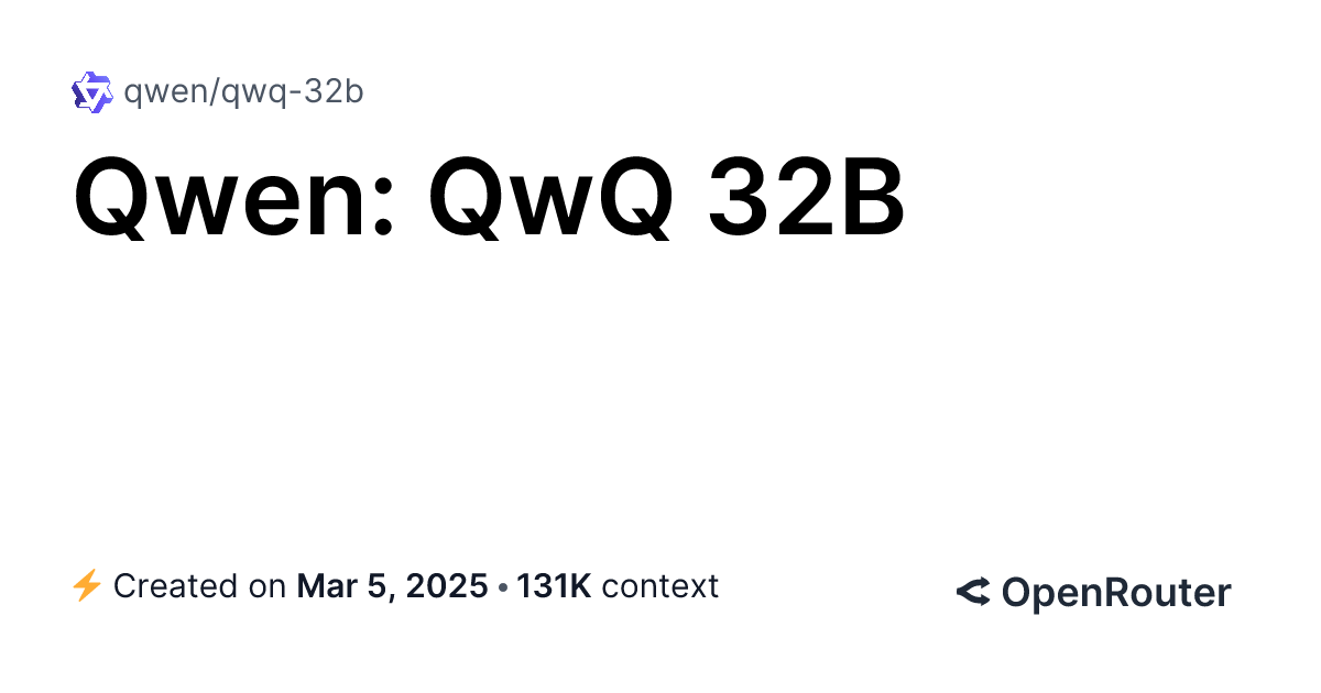 Qwen: QwQ 32B – Provider Status | OpenRouter