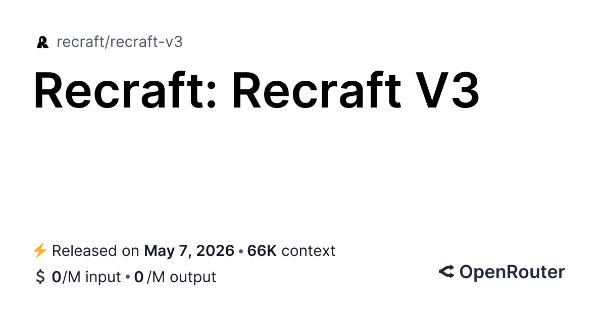 Recraft V3 - API Pricing & Benchmarks | OpenRouter