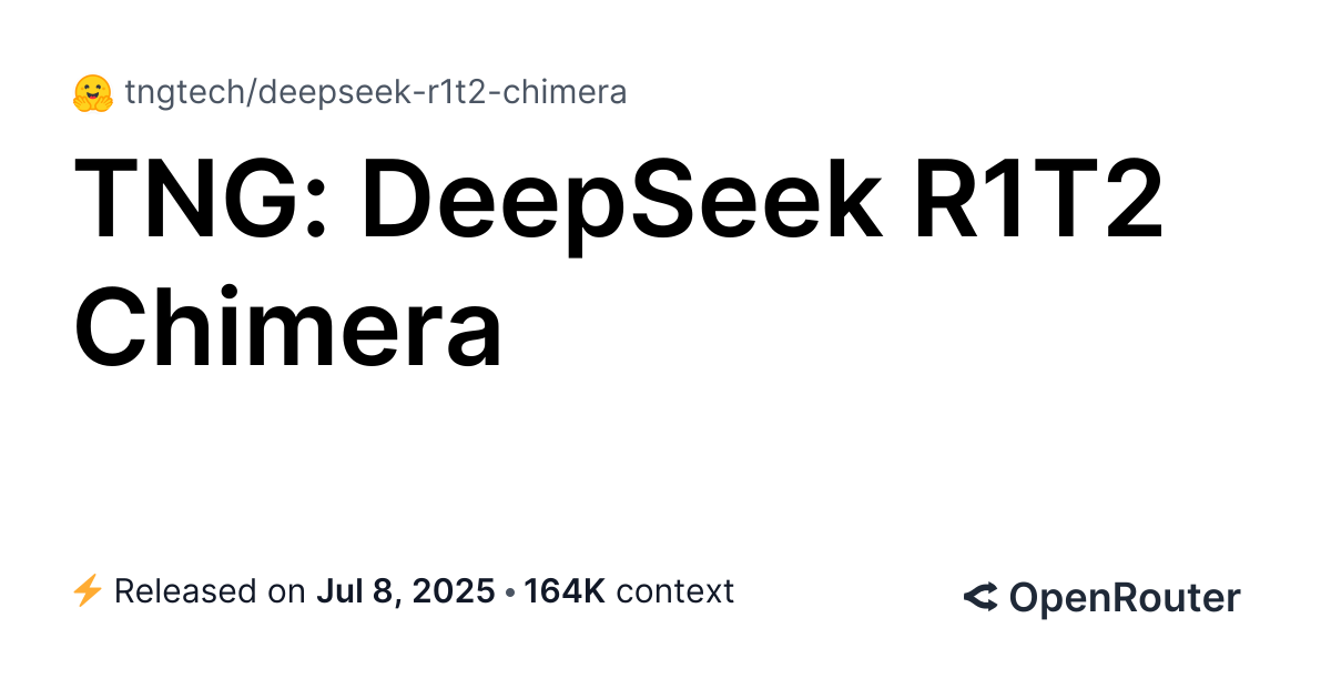 DeepSeek R1T2 Chimera - API Pricing & Providers | OpenRouter