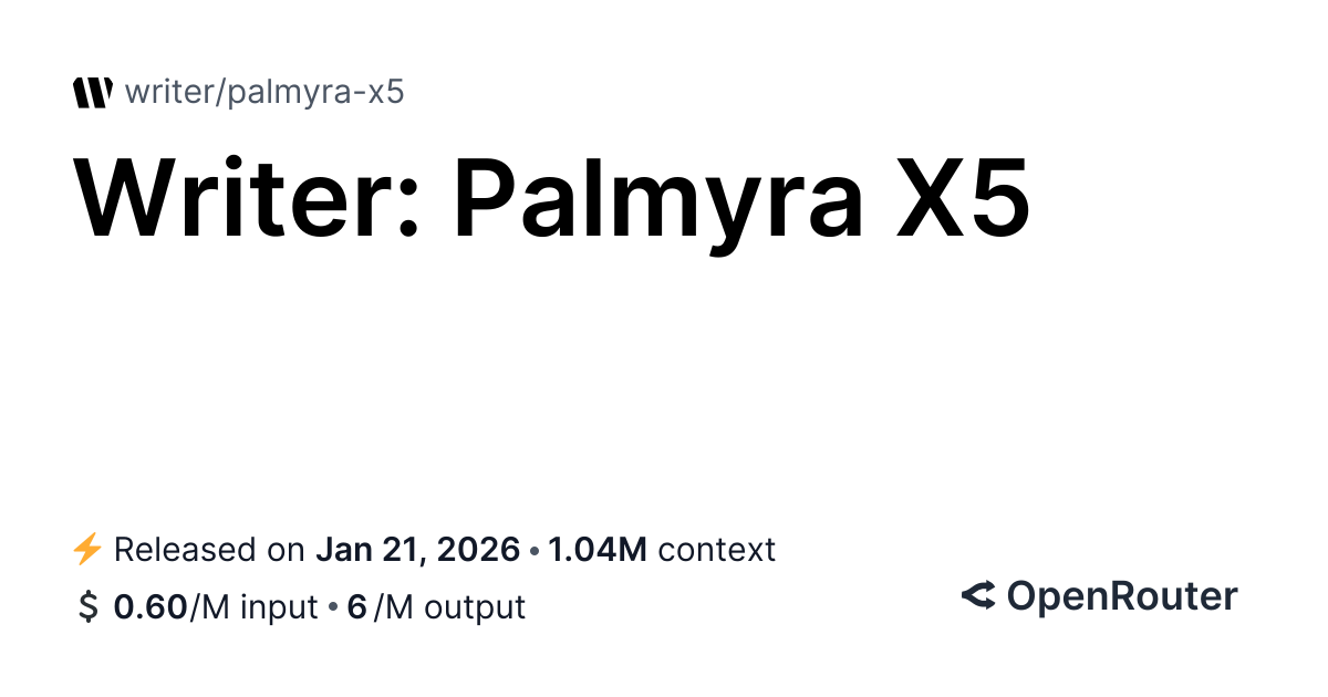 Apps Using Writer: Palmyra X5 | OpenRouter
