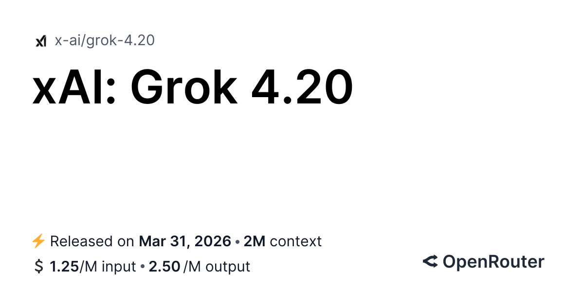xAI: Grok 4.20 – Benchmarks | OpenRouter