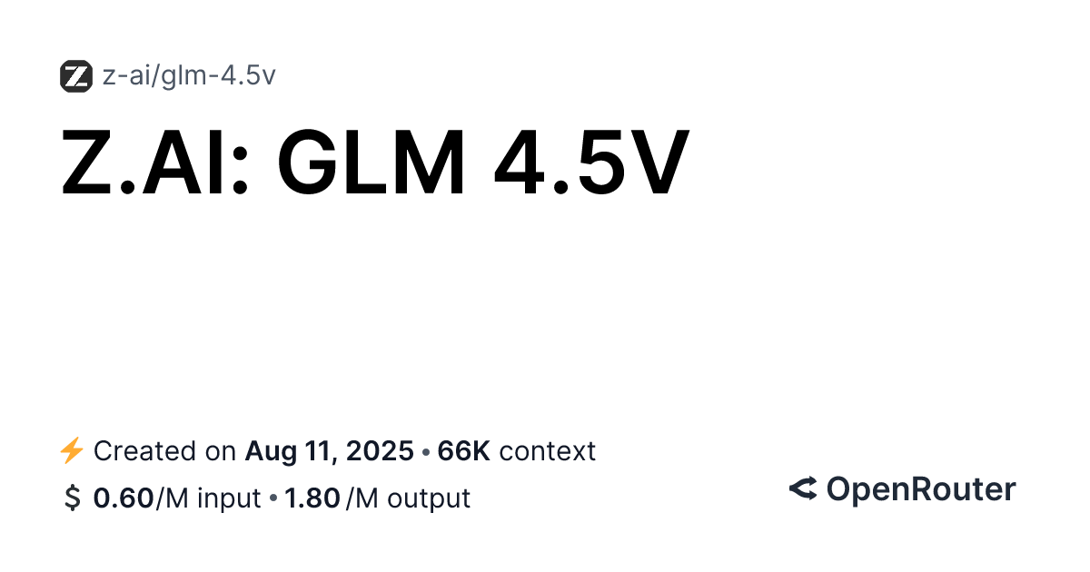 Z.AI: GLM 4.5V – Run with an API | OpenRouter