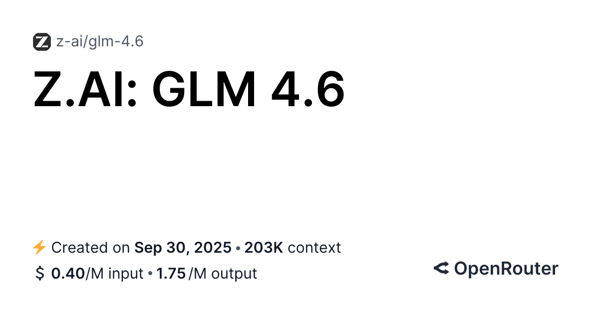 Z.AI: GLM 4.6 – Run with an API | OpenRouter