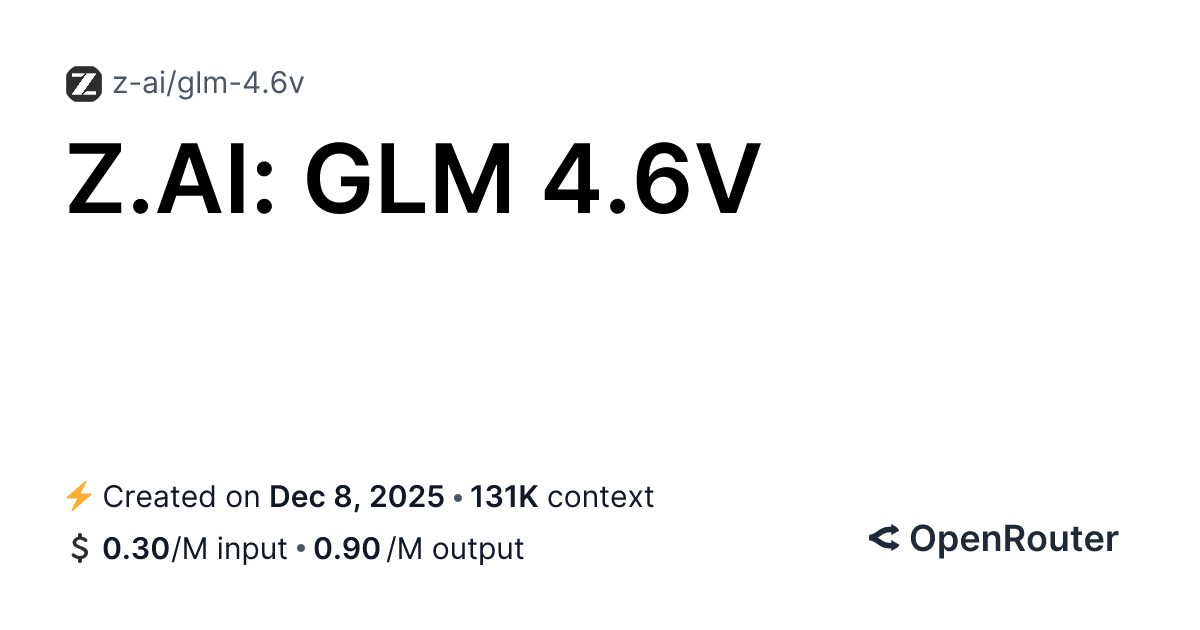 Z.AI: GLM 4.6V – API Quickstart | OpenRouter